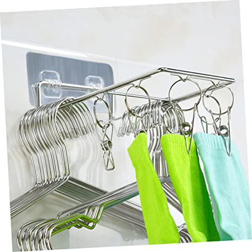 4 pcs Multi Purpose Hanger Wall Mount Clothing Rack Wall Mounted Drying Rack Wind- Proof Hook Clothes Laundry Hanger Drying Rack Stainless Steel Sock Rack Sock Drying Rack Clip