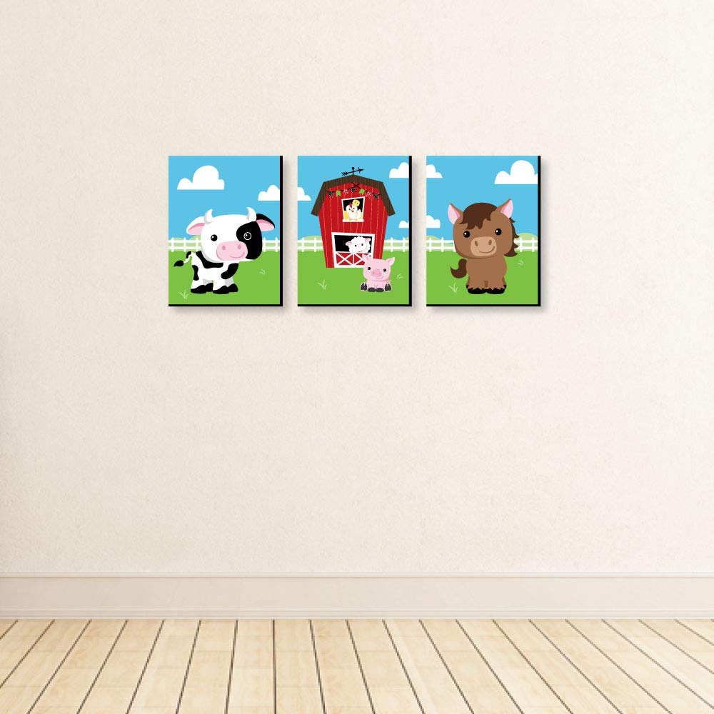 Big Dot of Happiness Farm Animals - Barnyard Nursery Wall Art and Kids Room Decorations - Gift Ideas - 7.5 x 10 inches - Set of 3 Prints