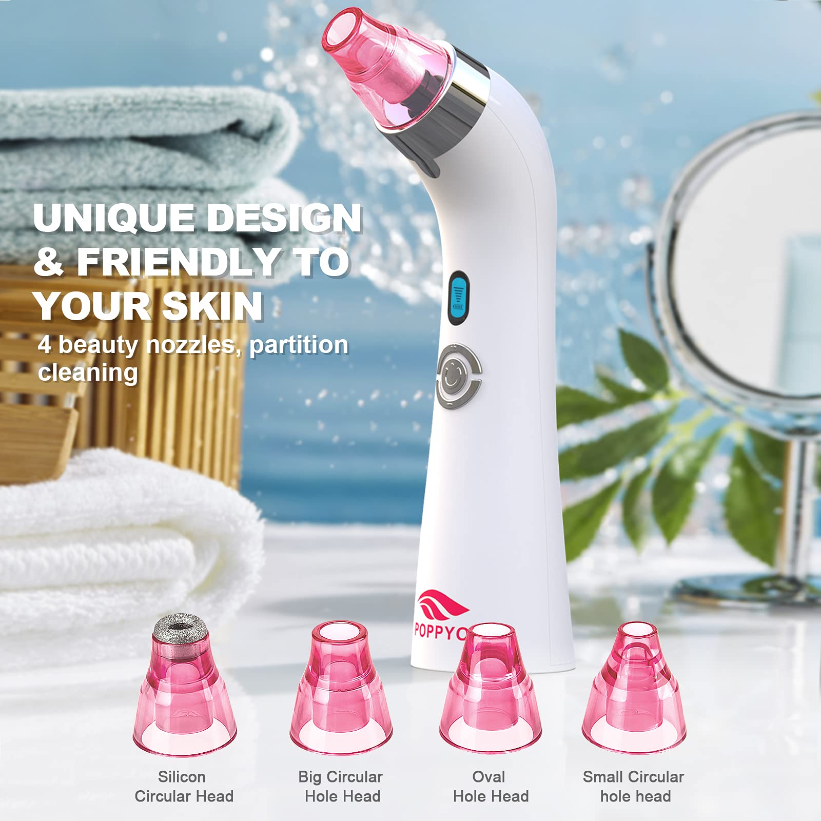 Blackhead Remover Pore Vacuum Electric Blackhead Extractor Tool Comedo Removal Suction Beauty Device for Women(Pink)