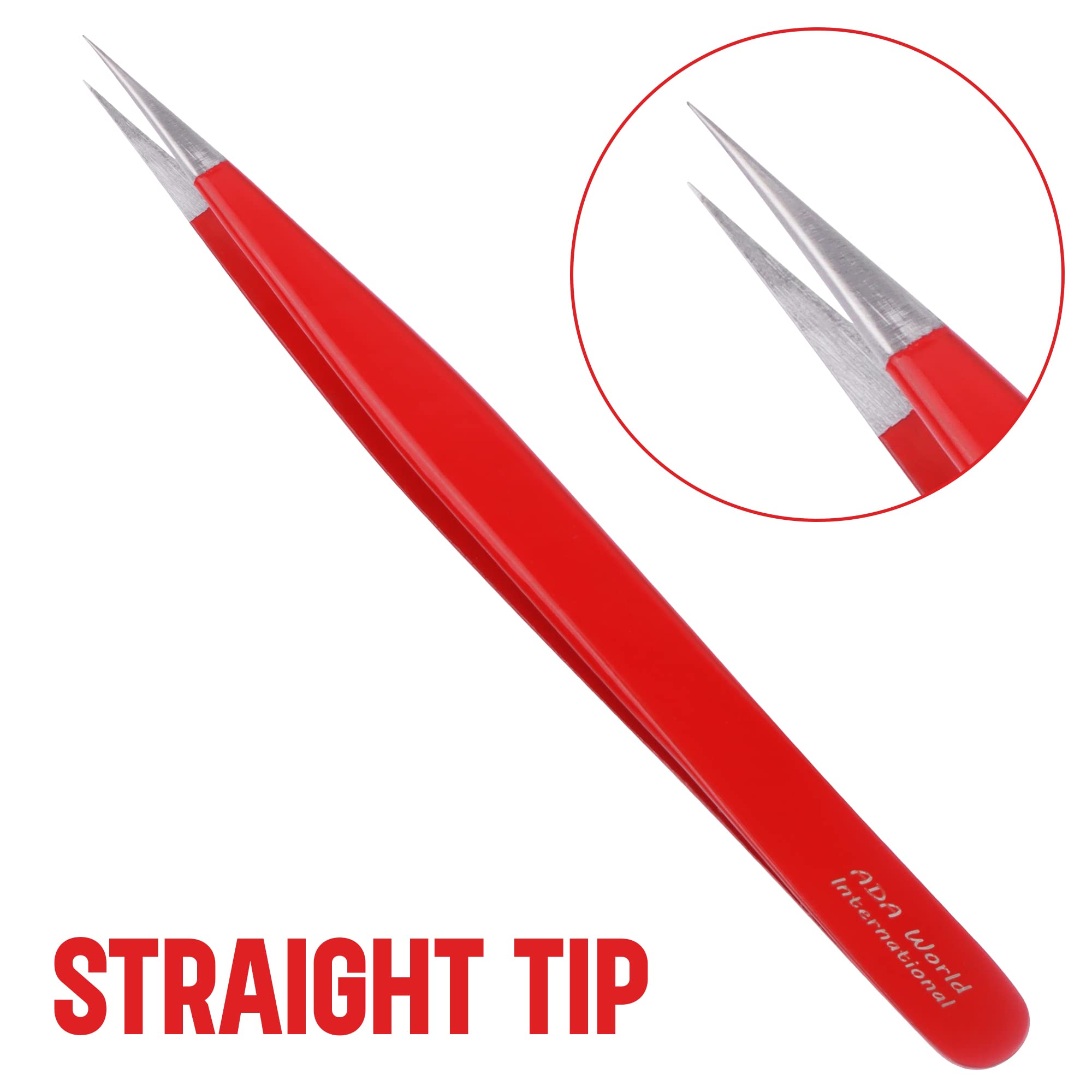 2 PCS Straight and Curved Tip Tweezers Nipper for Eyelash Extensions, RED Stainless Steel False Lash Application Tools