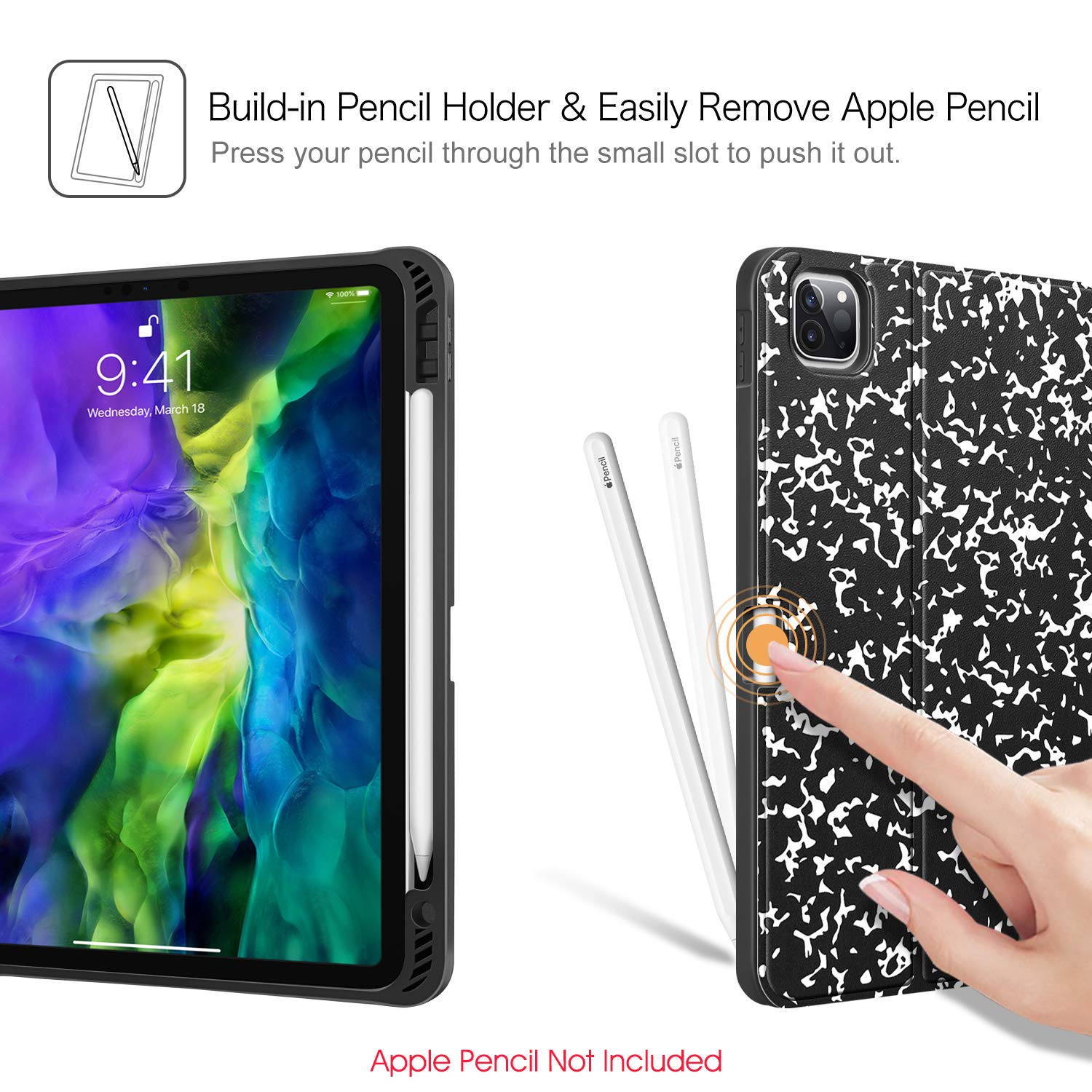Fintie Keyboard Case for iPad Pro 11-inch (4th / 3rd Generation) 2022/2021 - Soft TPU Back Cover with Magnetically Detachable Bluetooth Keyboard, Also Fit iPad Pro 11" 2nd / 1st Gen, Composition