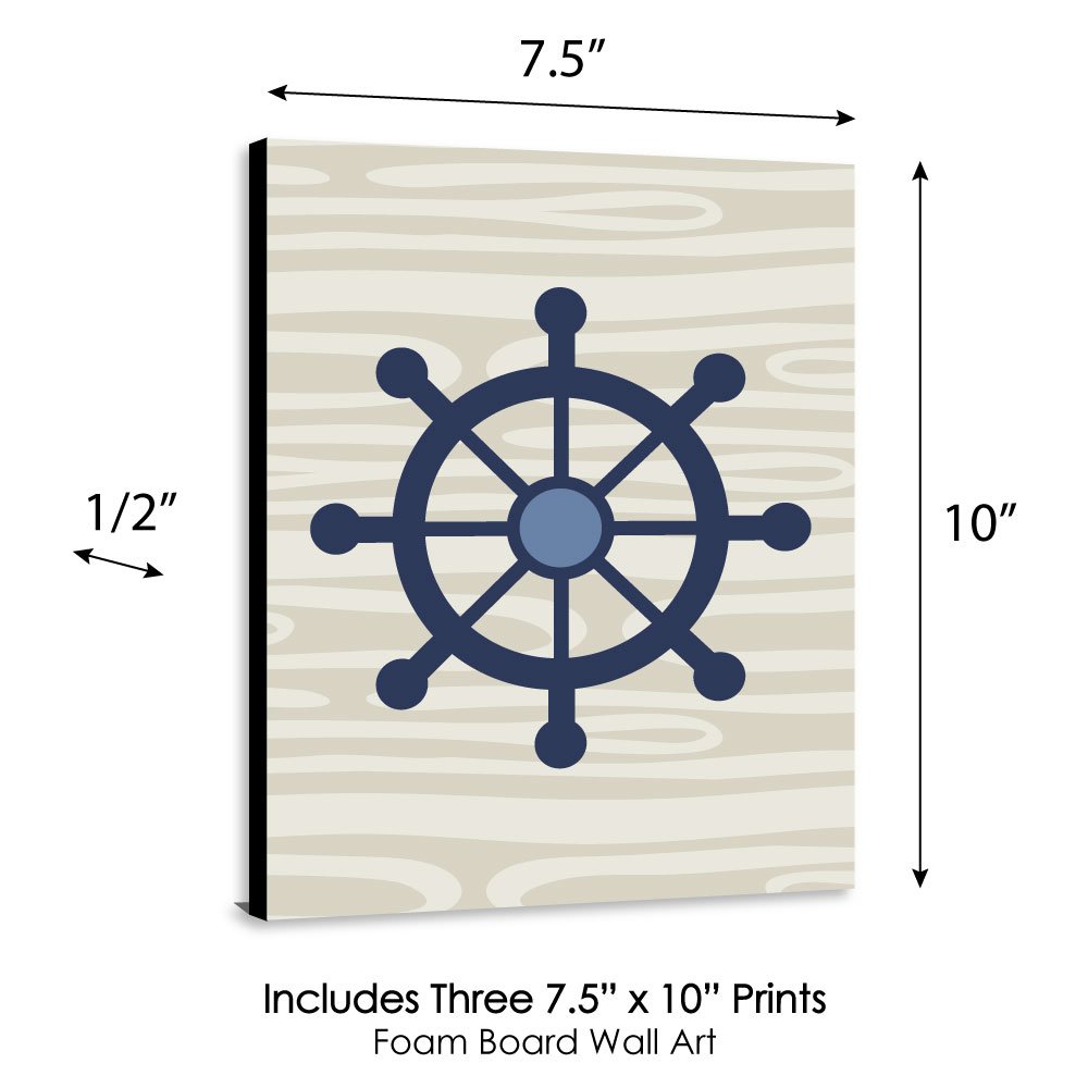 Big Dot of Happiness Ahoy - Nautical - Boy Nursery Wall Art and Kids Room Decorations - Gift Ideas - 7.5 x 10 inches - Set of 3 Prints