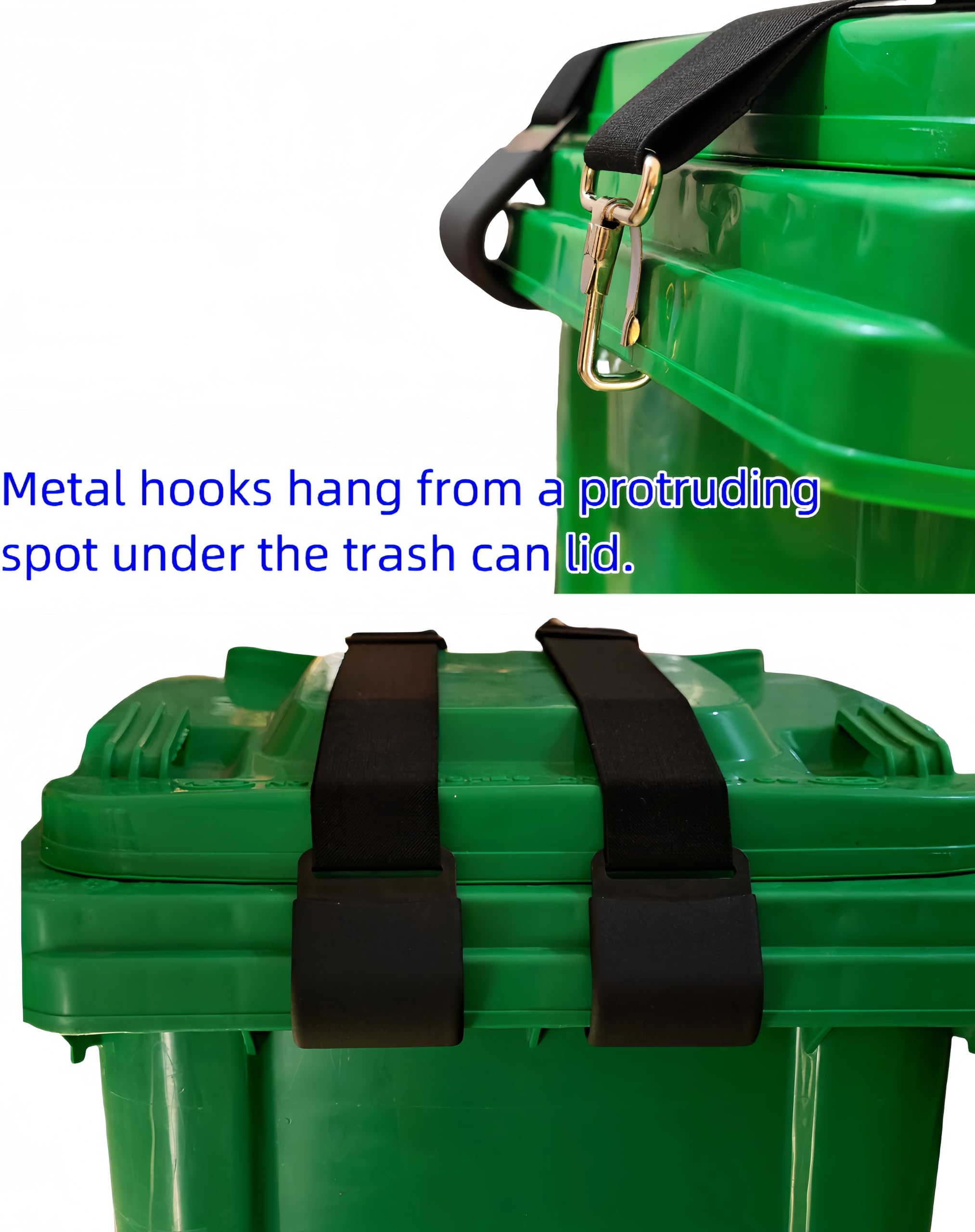 2 Pcs Trash Can Lid Locks Adjustable Bin Strap Garbage Lock Trash Can Lid, Trash Can Locks for Animals, Garbage Strap Outdoor Trash Can Straps for Small Animals, Raccoons, Squirrels, Dogs (Black)