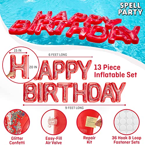 Pool Party Decorations Happy Birthday Pool Floats – Large Floating Letters Pool Party Decorations for Kids Birthday Party Decorations, Perfect for Summer Party Decor Birthday Banner Backdrop