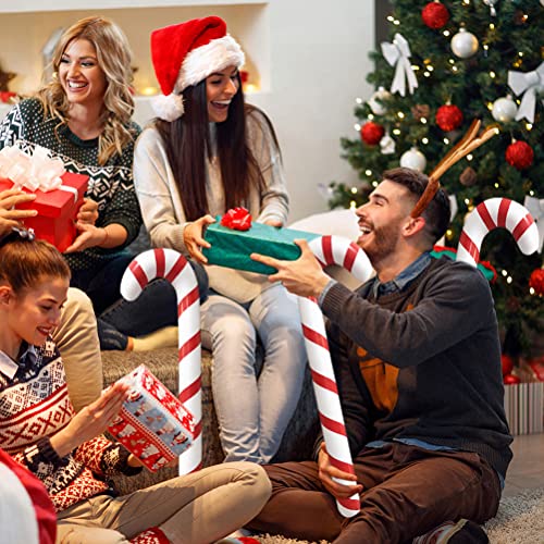 2pcs Inflatable Candy Canes Balloons for Christmas Candy Cane Decorations - Large Pool Floats Outdoor Candy Canes Balloons for Candy Cane Christmas Decorations