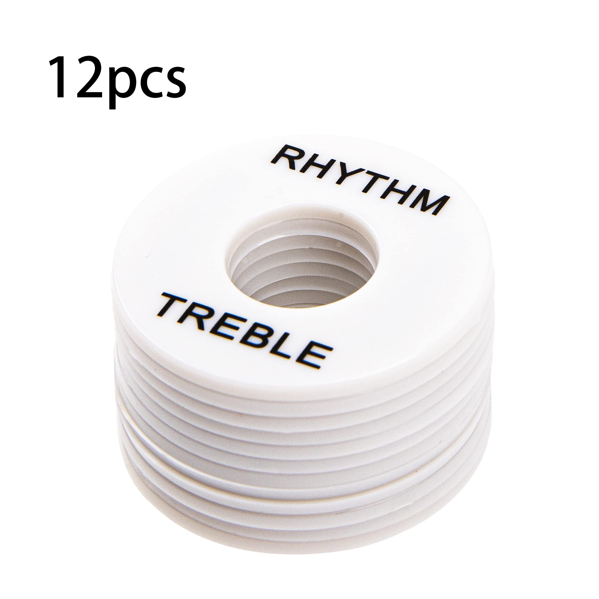 12Pcs Yootones Plastic Guitar Toggle Switch Washer Plate Rhythm Treble Ring with Letter Compatible with Les Paul Guitar (White)