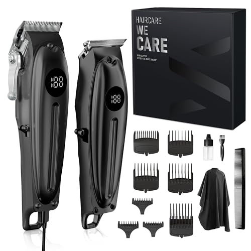 SUPRENT Hair Clippers for Men Cordless Hair Clippers, IPX6 Waterproof Design, Professional Titanium & Ceramic Hair Clippers with 5 Adjustable Speed Settings & LCD Display (Black)