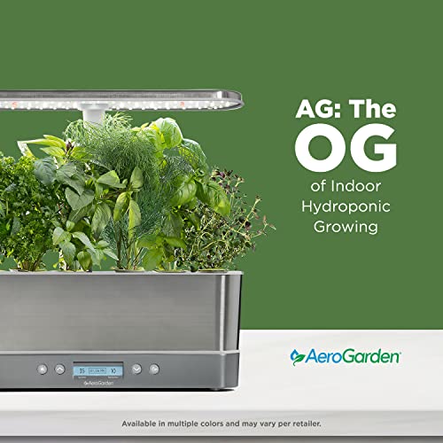 AeroGarden Harvest Elite Slim Indoor Garden Hydroponic System with LED Grow Light and Herb Kit, Holds up to 6 Pods, Platinum