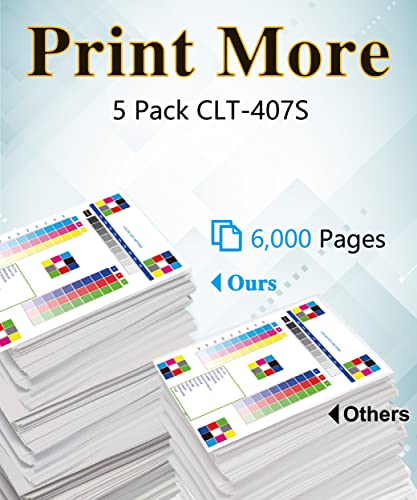 MM MUCH & MORE Compatible Toner Cartridge Replacement for Samsung 407S 409S CLT-407S use with CLX-3185FW 3185N CLP-320N CLP-321N CLP-325W Printers (5-Pack, 2 Black + Cyan + Magenta + Yellow)