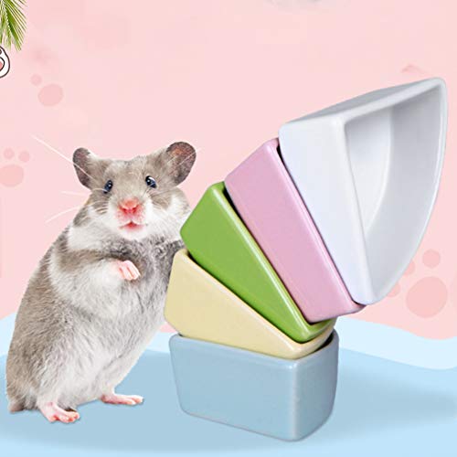 POPETPOP Hamster Bowl Ceramic Chewing Food Dish Water Bowl for Small Rodents Gerbil Hamsters Mice Guinea Pig Cavy Hedgehog Small Animals (Random Color)