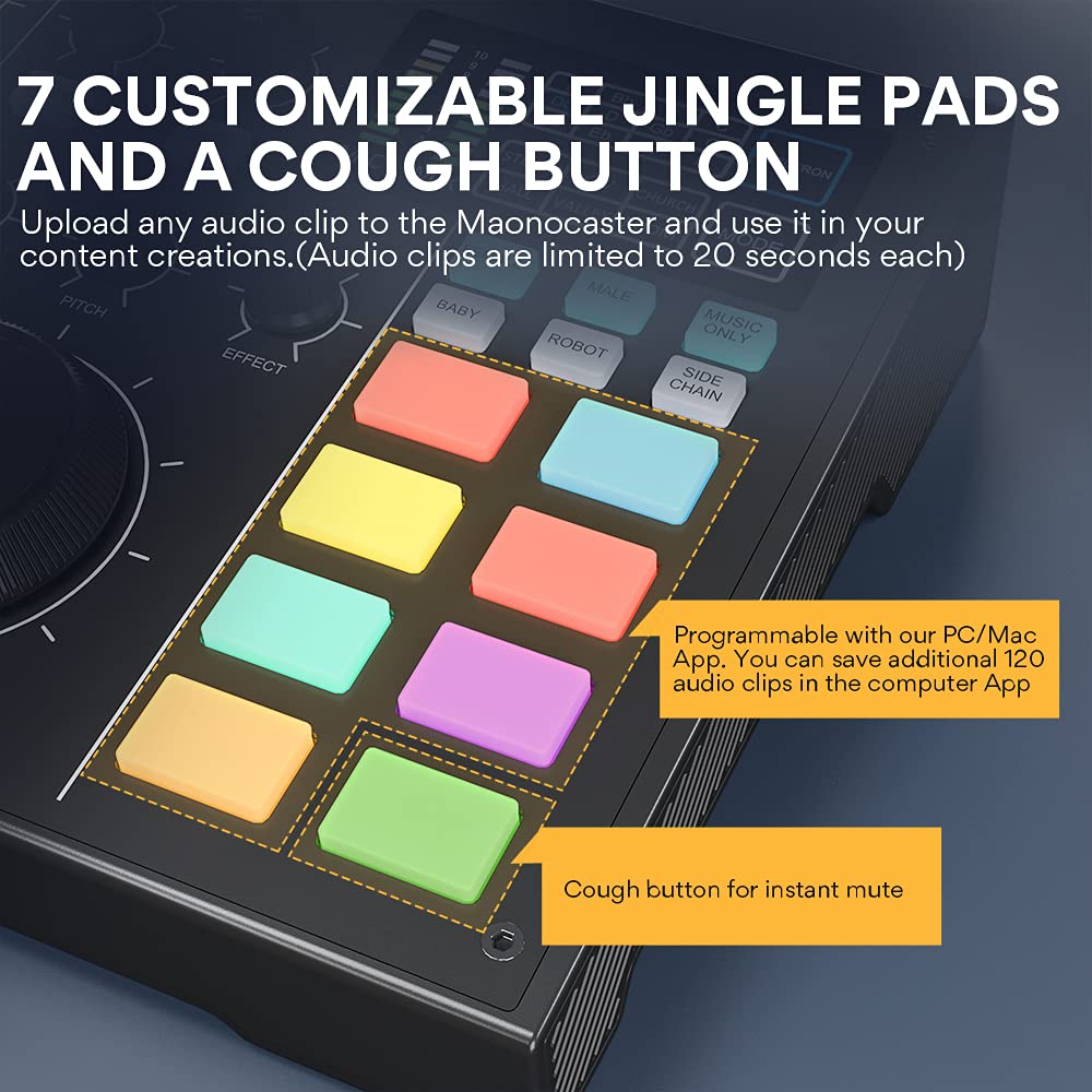 Audio Interface with Dynamic Microphone, Maonocaster Portable ALL-IN-ONE Podcast Production Studio for Guitar, Live Streaming, PC, Recording, and Gaming