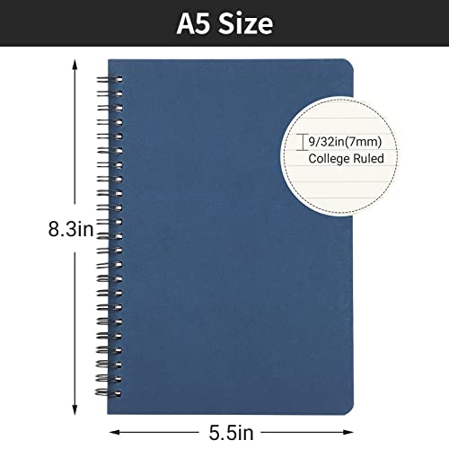EUSOAR Spiral Ruled Notebook, A5 6 Pack 5.5" x 8.3" 120 Pages Hardcover Lined Travel Writing Notebooks, Memo Notepad Sketchbook, Students College Office Business Subject Diary Ruled Book Journal