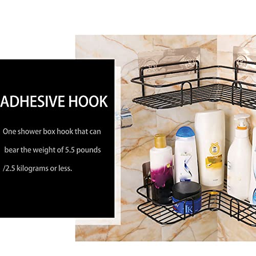 8 Pack Shower Caddy Adhesive Hooks Sticker Strong Adhesive Wall Hooks Waterproof Adhesive Hooks for Bathroom Storage Shelves and Kitchen Racks (Double Hook)