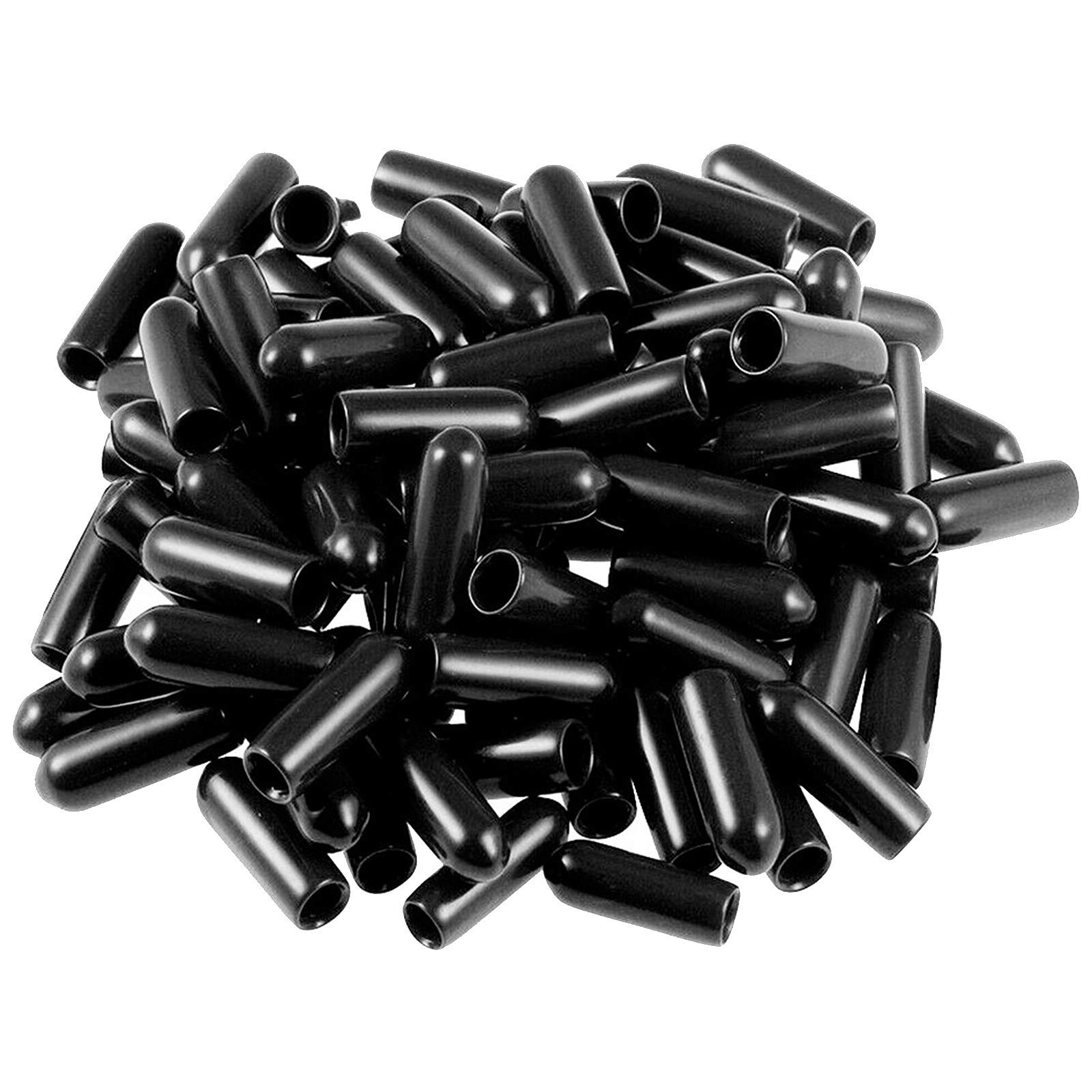 50pcs Screw Thread Protectors 2mm ID Rubber Round End Cap Cover Flexible Tube Caps Tubing Tip, 15 mm Long (Black๏ผInner Dia 2mm)