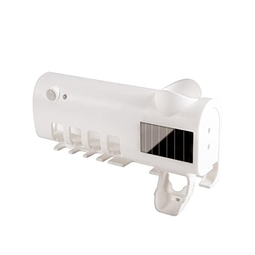 OWLDADDY Toothbrush Holder and Toothpaste Dispenser-Dustproof Dental Storage Rack, Wireless, Wall-Mounted, can Hold 4 Standard Household Bathroom Brushes, no Punching(White)
