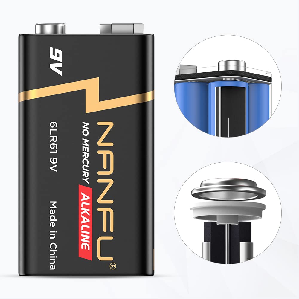 NANFU High Performance 9V Batteries (4 Count), Ultra Power 9 Volt Batteries, Long Lasting for Household Devices. …
