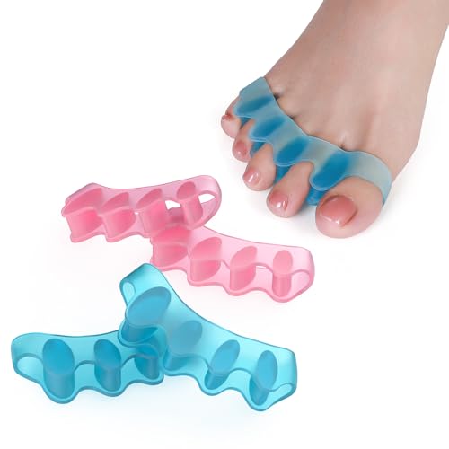 4 Pcs Toe Separator,Bunion Corrector for Women Men Toe Spacers to Correct Bunions Toe Straightener Toe Stretcher Big Toe Correctors Gel Toe Separators (Blue+Pink)…