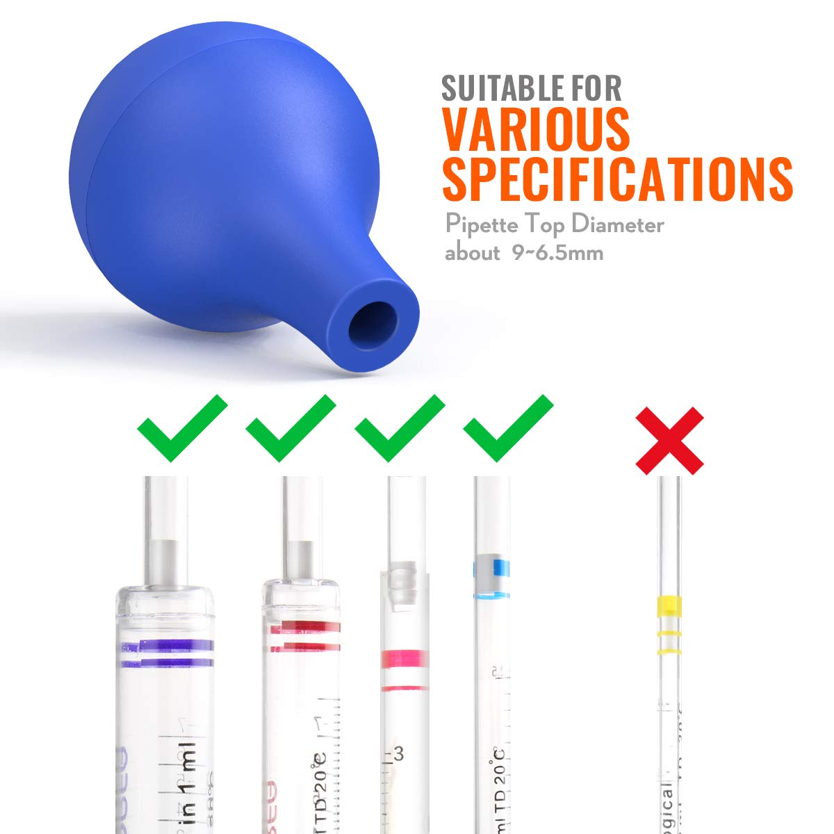 5Pcs Pipette Rubber Bulb Dropper Rubber Caps Laboratory Suction Ball,Pear Shaped Fit for 1ml 3ml 5ml 10ml 15ml 20ml Pipettor