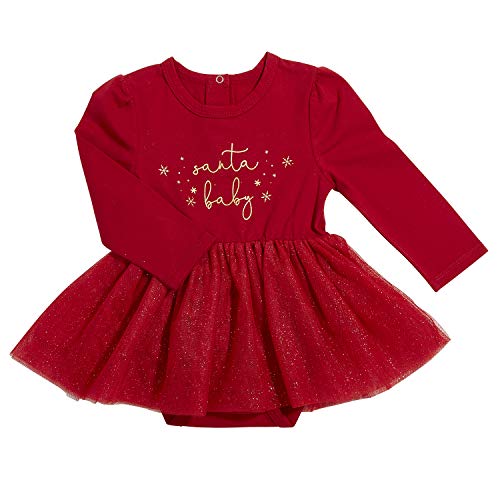 Stephan Baby Long Sleeve Christmas Snap Dress, Santa Baby, Red, Fits 6-12 Months