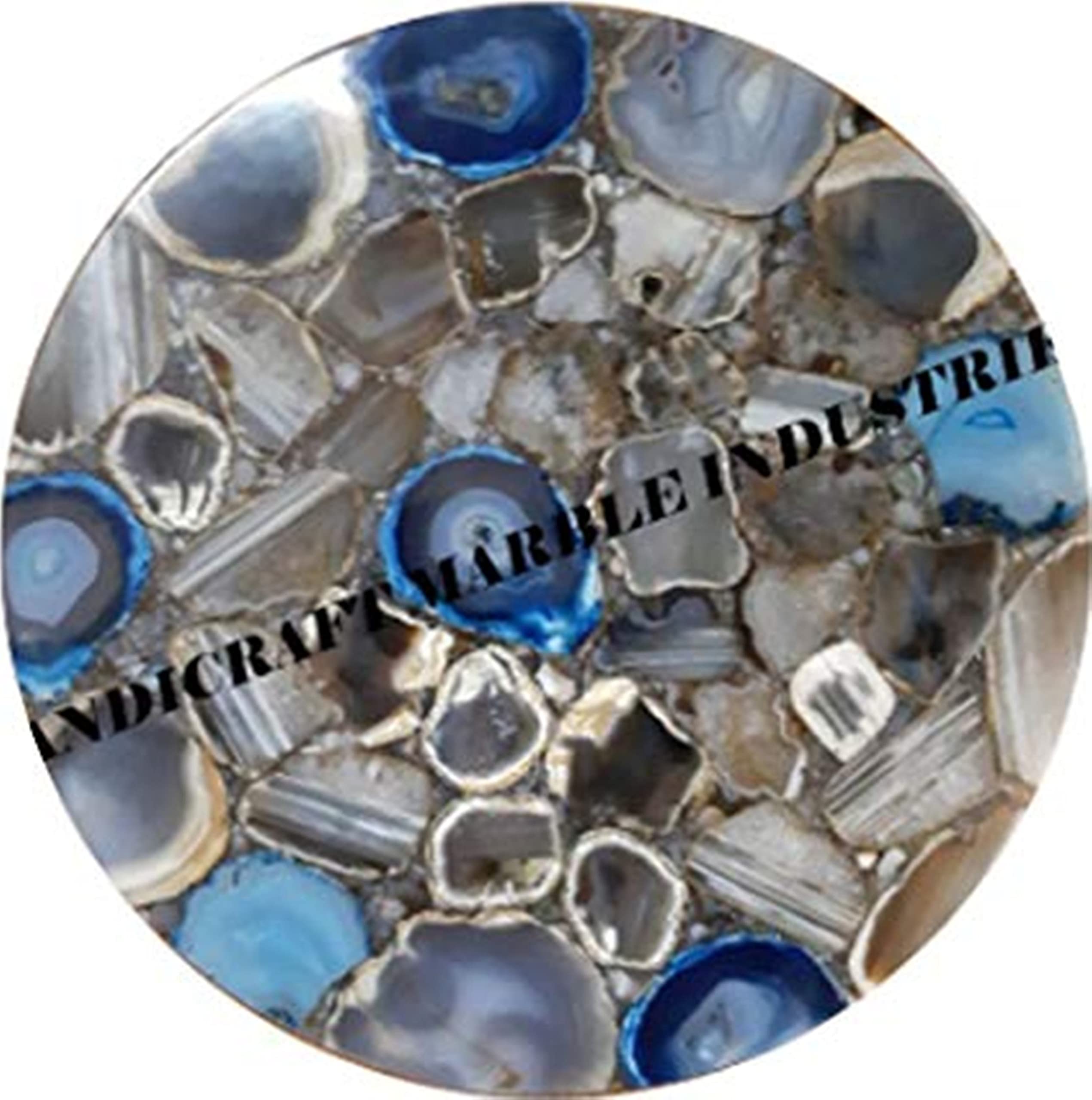 33" Inch Mix Agate Blue Grey Brown Agate Round Coffee Table Top, Agate Table, Stone Coffee Table, Agate Coffee Table Top, Agate Side Table Home Decor, Piece Of Conversation, Family Heir Loom