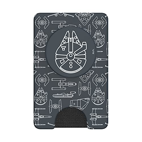 PopSockets Phone Wallet with Expanding Grip, Phone Card Holder, Wireless Charging Compatible, Star Wars - Millennium Falcon