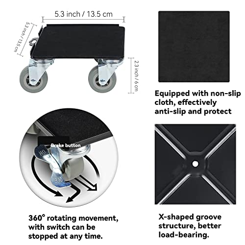 360°Rotating Wheels Furniture Dolly for Moving with 4 Lockable Wheels, 2800Lbs Load Capacity Heavy Furniture Lifter Roller Mover for Moving Heavy Furniture Sofa/Refrigerator/Washing Machine/Cabinet