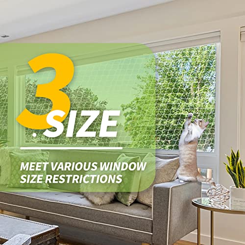 PAWISE Cat Safety Net, Cat Balcony Net Pet Anti-Fall Netting for Window Stairs,Dog Fence Nets Transparent(6m x 3m)