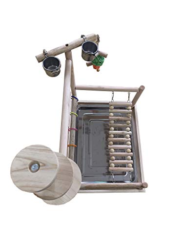 WYunpets Bird Perch Platform Stand Wood Bird Playground for Small Animals Parrot Parakeet Conure Cockatiel Budgie Gerbil Rat Mouse Chinchilla Hamster Cage Accessories Exercise Toys Sector