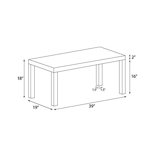 Ameriwood Home Parsons Coffee Table, Espresso, 19 in x 39 in x 18 in (D x W x H)