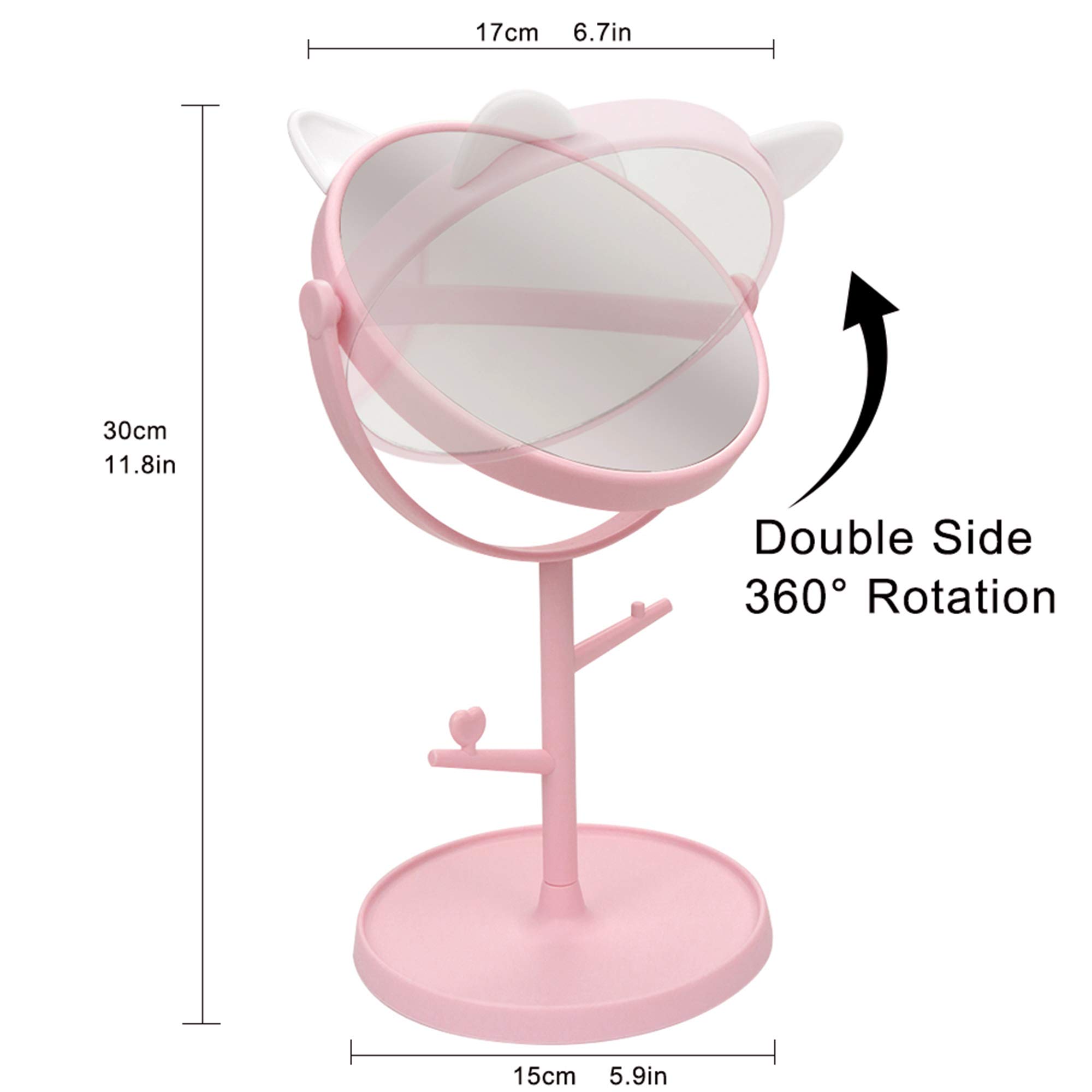 Nonebranded Desk Mirror for Makeup&Freestanding Pink Mirror, Folding Design for Tabletop