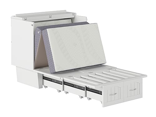 AFI, Sydney Twin Wood Murphy Bed Chest with Storage and Charging Station, White