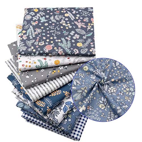 8PCS 50cm x 50cm Floral Twill Print Cotton Fabric Bundle Sewing Patchwork Precut Fabric Scraps Suitable for DIY Sewing Quilting and Various Handicrafts