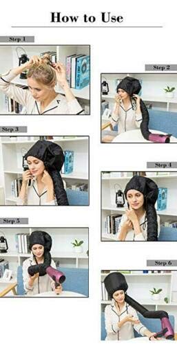 Bonnet Hood Hair Dryer Attachment - Adjustable Extra Large Dryer Bonnet System for Hand Held Hair Dryer with Stretchable Grip and Extended Hose Length (Machine Washable)