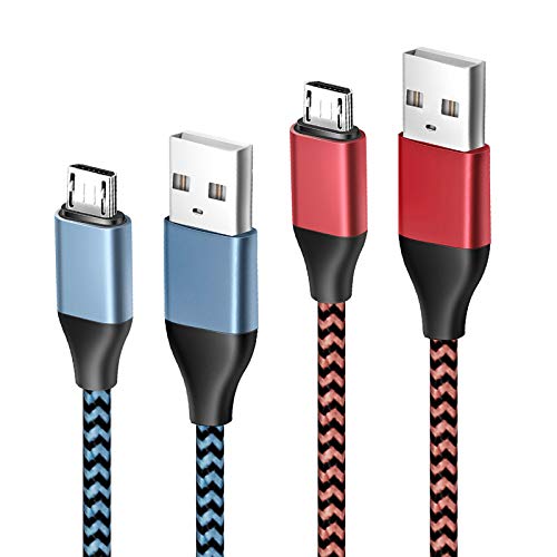 15FT Extra Long Charger Cable for PS4 Controller Durable Nylon Braided Micro USB Fast Charging and Data Sync Cord Compatible with Playstation 4,Xbox One S/X Console,lg stylo 3 and More 2Pack