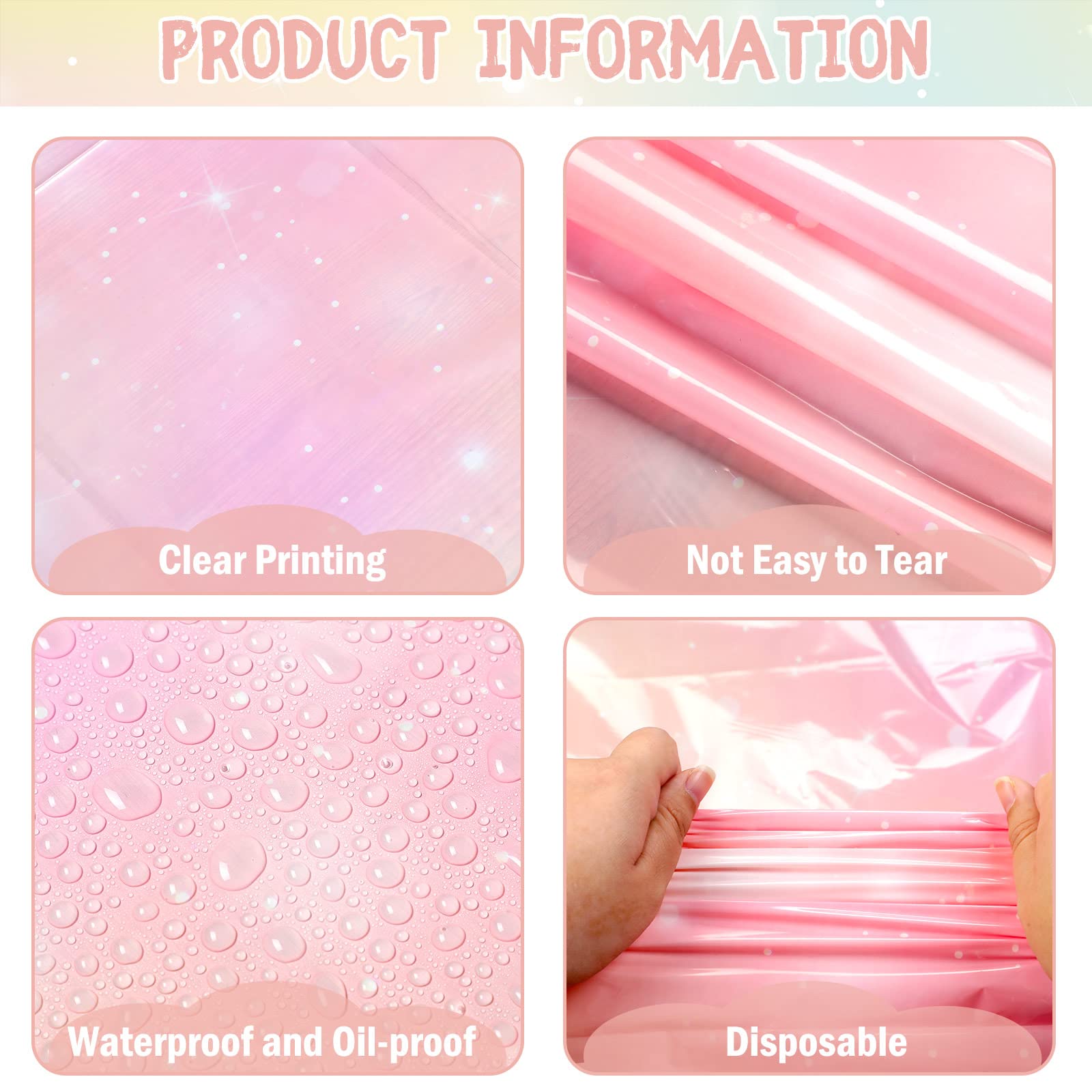 3 Pieces Pastel Rainbow Tablecloths Disposable Tablecloth Waterproof Plastic Table Cover Pastel Rainbow Party Decorations Pastel Party Supplies for Birthday Wedding Bridal Shower Party, 108 x 54 Inch