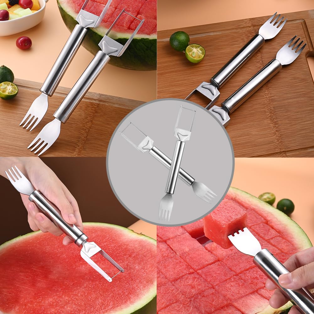 2PCS 2-in-1 Stainless Steel Fruit Cutter Watermelon Cutter,2024 Newest Watermelon Slicer Watermelon Cutter Melon Cutter Tool,Watermelon Cutting tool Stainless Steel Fruit Cutter for Kitchen (2pc)