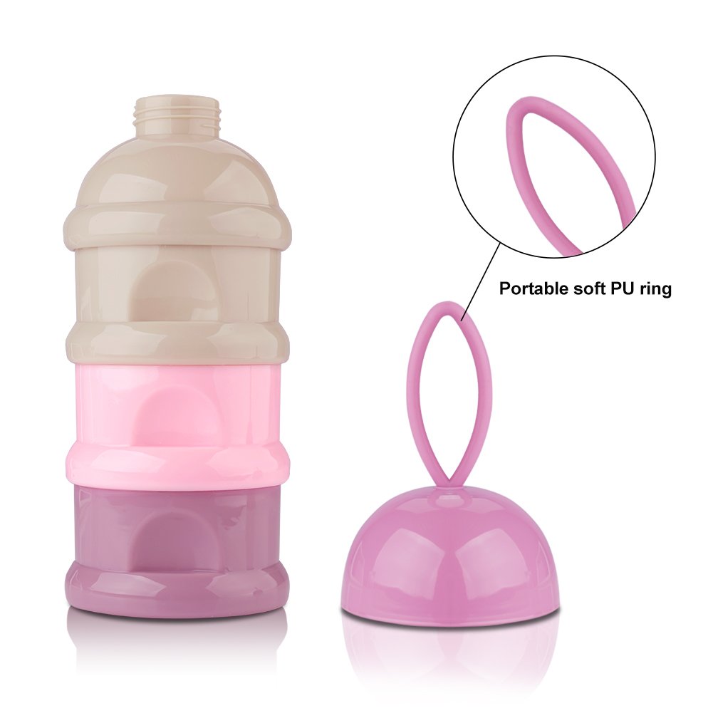 Accmor 3 Layers Baby Milk Powder Formula Dispenser On The Go, Formula Container for Travel, Non-Spill Stackable Baby Snack Storage Container with Handle, BPA Free, Purple