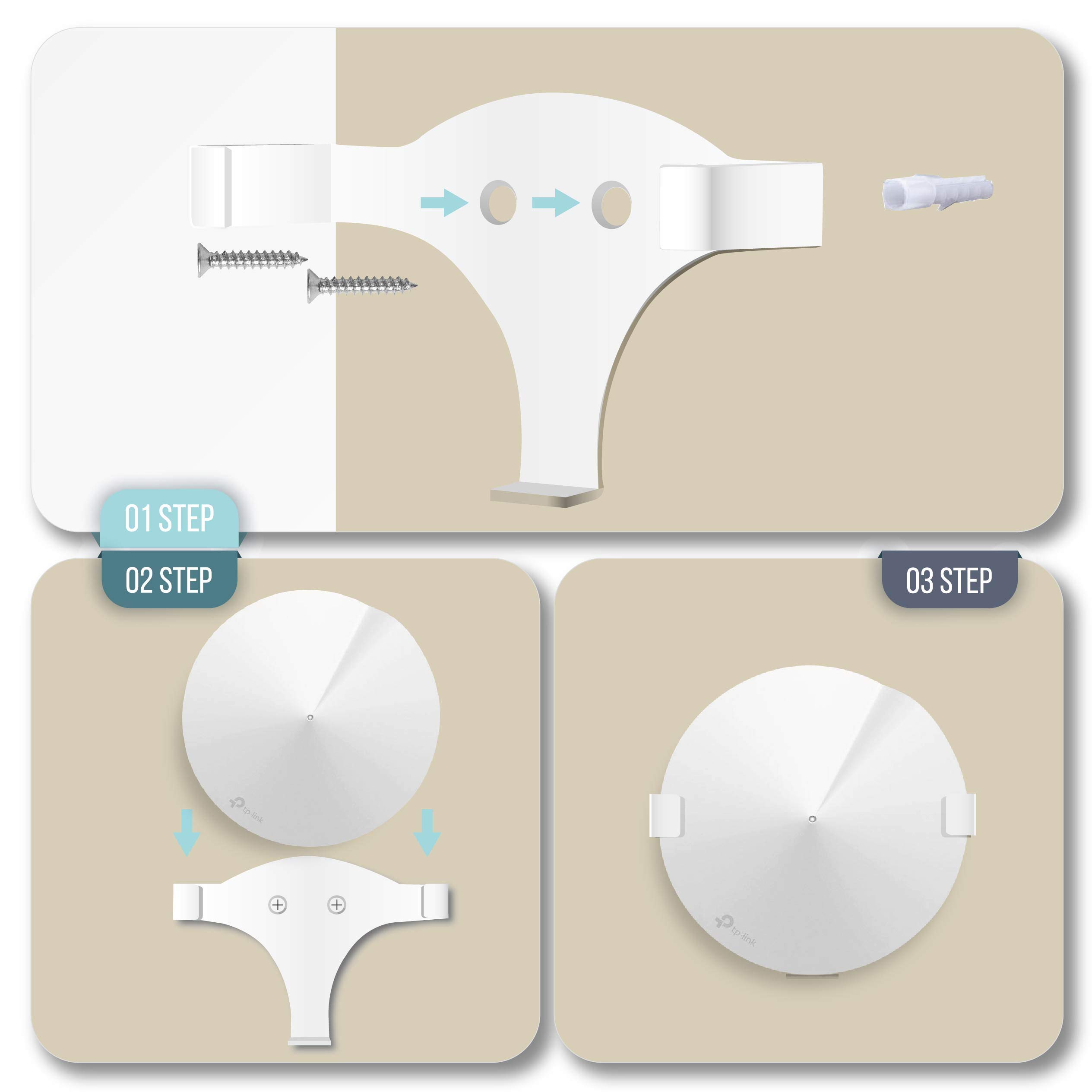 ALLICAVER Compatible Wall Mount Tp-Link Deco M9, Sturdy Metal Made Mount Stand Holder Compatible Tp-Link Deco M9 Mesh WiFi. (3-Pack)