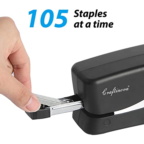 Craftinova Electric Stapler, 25 Sheet Capacity,Including 2000 Staples ,Jam Free Stapler,Professional and Home Office Stapler,Battery not Included,AC or Battery Powered.(Black Silver) …