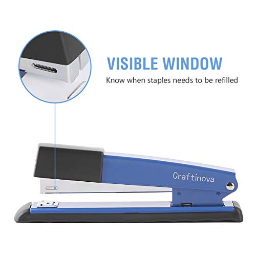 Craftinova Stapler, staplers for Desk ,Durable Metal Stapler ,25 Sheet Capacity,Includes 2000 Staples & Stapler Remover ,for Office or Home School Supplies for Teachers(Blue)5 Pack …