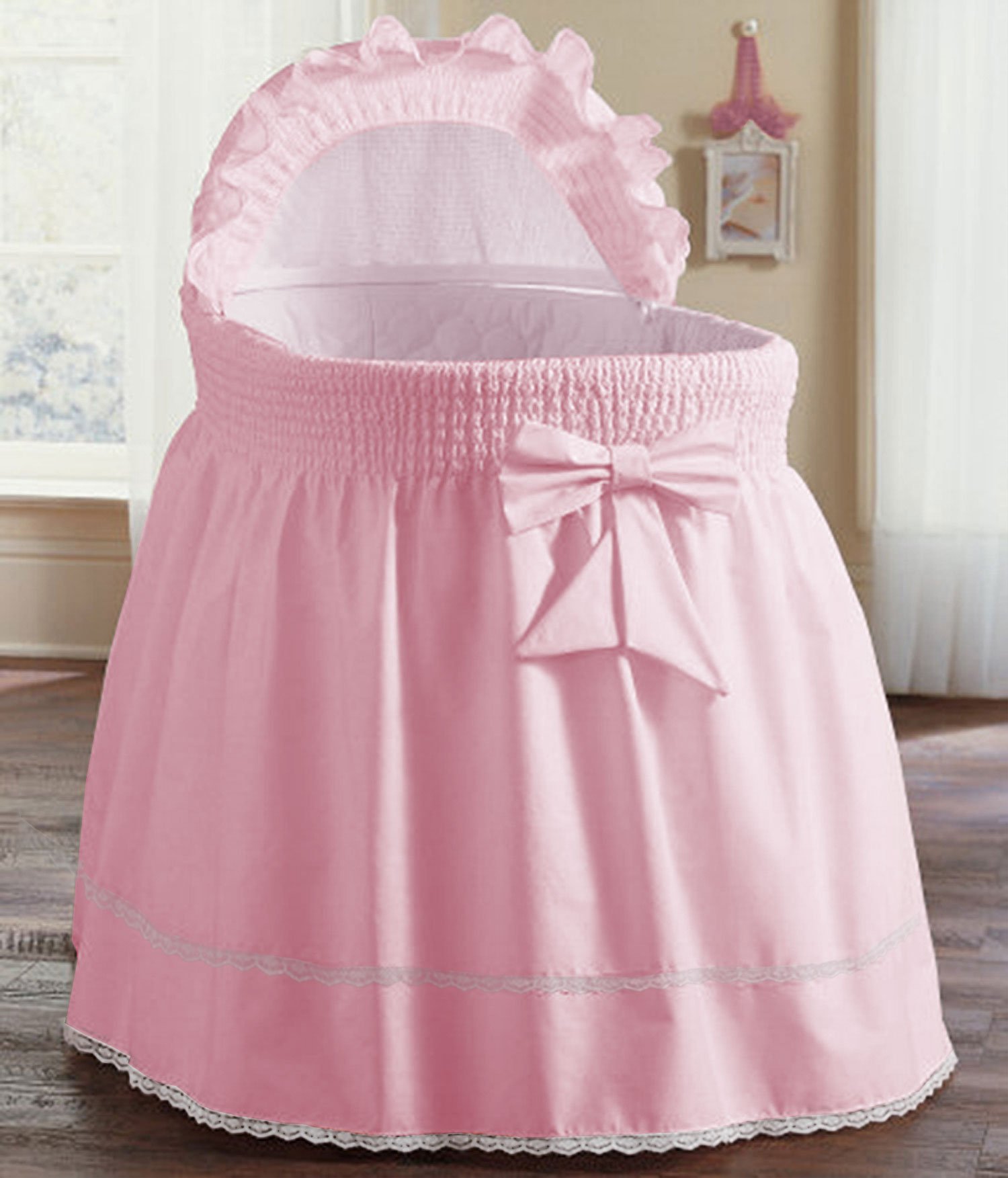 Baby Doll Bedding Classic Sea Shell Bassinet Bedding for Girl,Pink