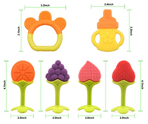 Baby Teething Toys for Newborn Infants (6-Pack) Freezer Safe Infant and Toddler Silicone Teethers Soothe Babies Gums, Perfect Baby Gift