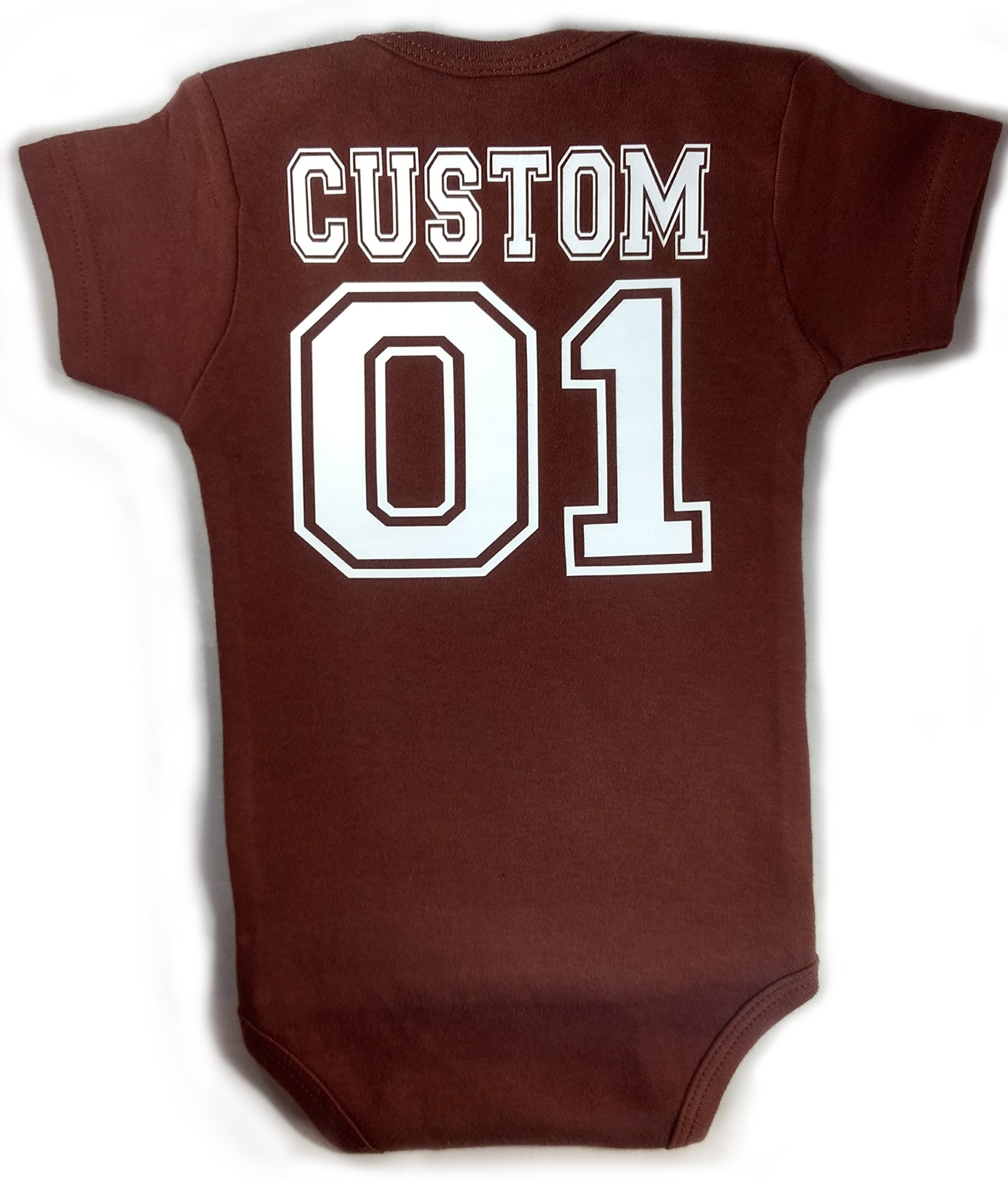 Baby Football with Custom Personalized Back Lettering Bodysuit Outfit Brown Unisex (12-18 Months (Large))