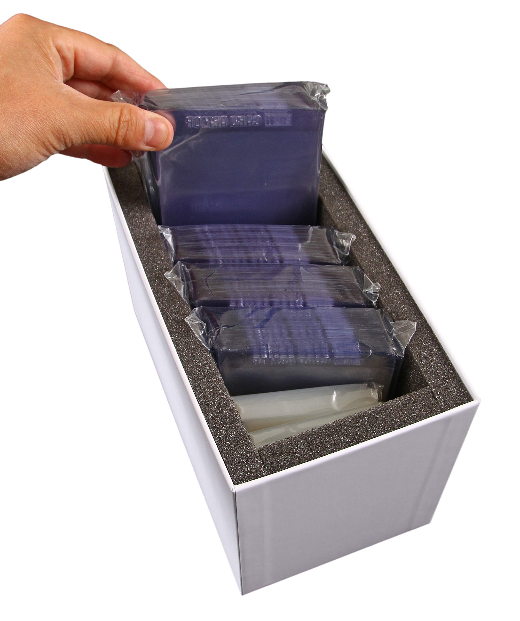 2TUFF Card Armor Size 1-200 Count Semi Rigid Card Sleeves and 200 Count Soft Sleeves with Foam Lined Heavy Duty PSA BGS CSG SGC Submission Box - Standard Size Perfect for Grading Card Submissions