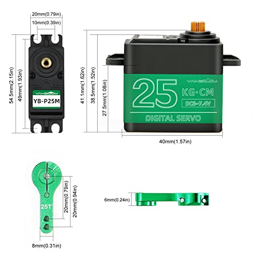 Yahboom Digital Servo 25KG Full Metal Gear High Torque Servo Motor for RC Model DIY Waterproof Control Angle 180° DS3218MG (25kg servo)