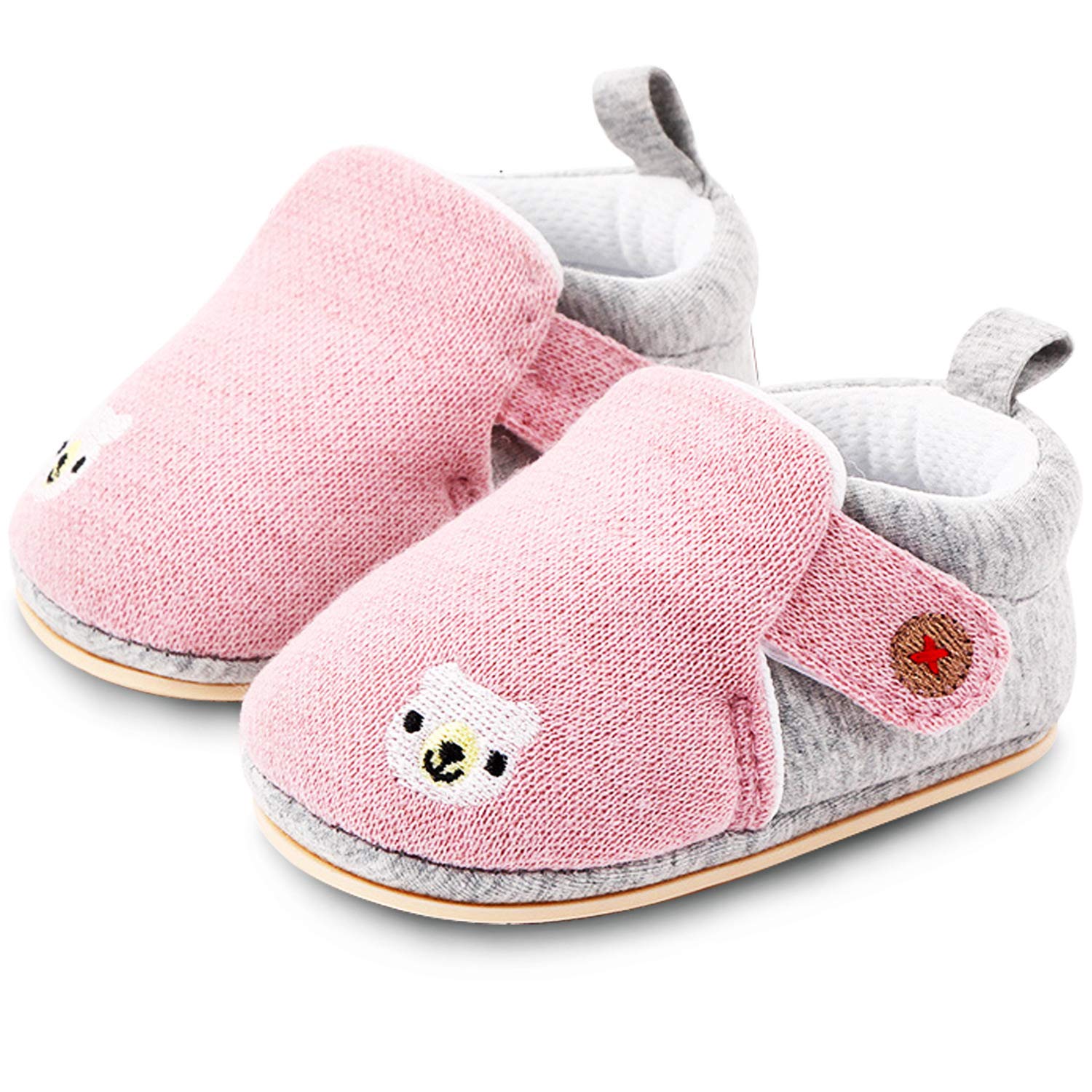 FEETCITY Baby Shoes Girls First Walkers Sneakers Sock Top Slippers Infant Shoes 6-12 Months Pink