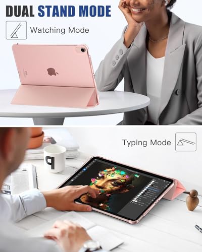 MoKo for iPad Air 6th Generation 11 Inch Case M2 2024/ iPad Air 5th Gen Case 2022/iPad Air 4th Gen Case 2020,iPad Air 11" Case with Translucent Hard Back Cover,iPad Air 6/5/4 Case, Rose Pink