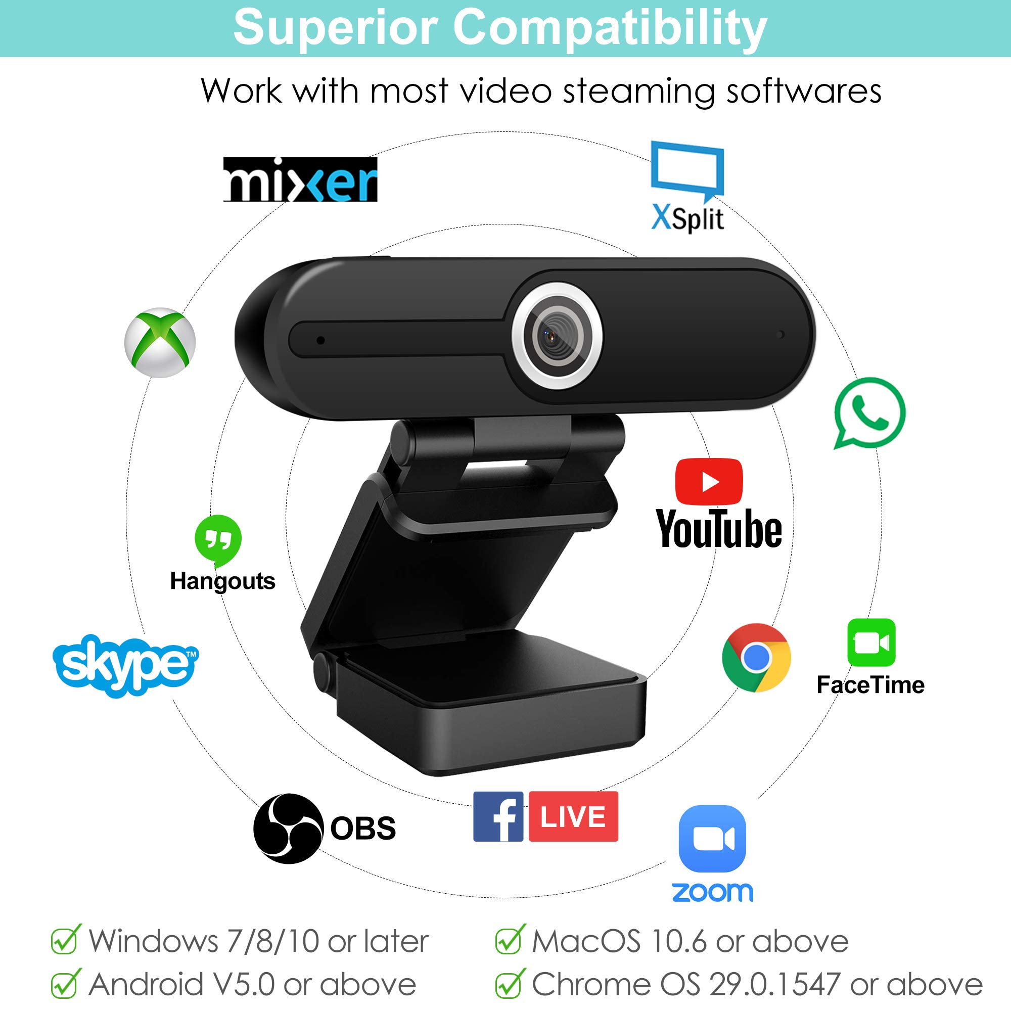 4K HD Webcam with Microphone, 8MP USB Computer Web Camera With Privacy Shutter and Tripod, Pro Streaming Webcam PC Cam Mac Desktop Laptop for Gaming Video Recording Calling Conferencing Online Classes