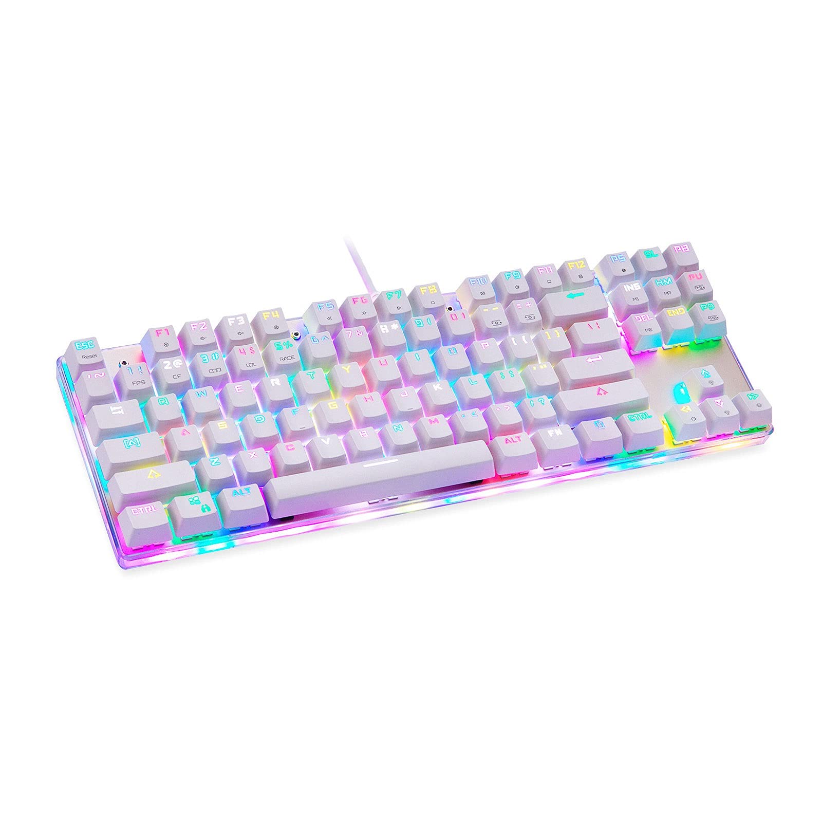 QHH Mechanical Gaming Keyboard RGB LED Rainbow Backlit Wired Keyboard with Red Switches for PC/Gamer, Typist