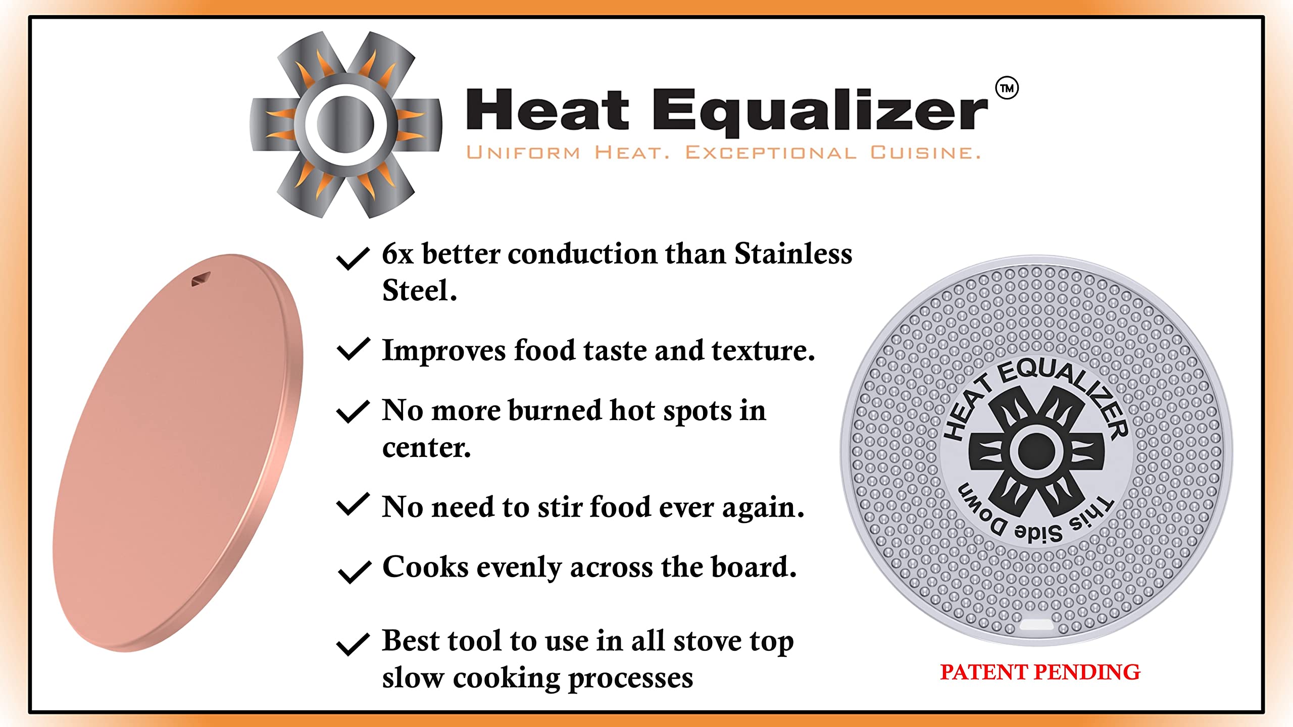 6 inch None Stick Copper finish Heat Equalizer-Heat Diffuser for Gas Stoves – Aluminum & Copper Alloy Hot Plate for Even Cooking-Burner Cover & Simmer Plate